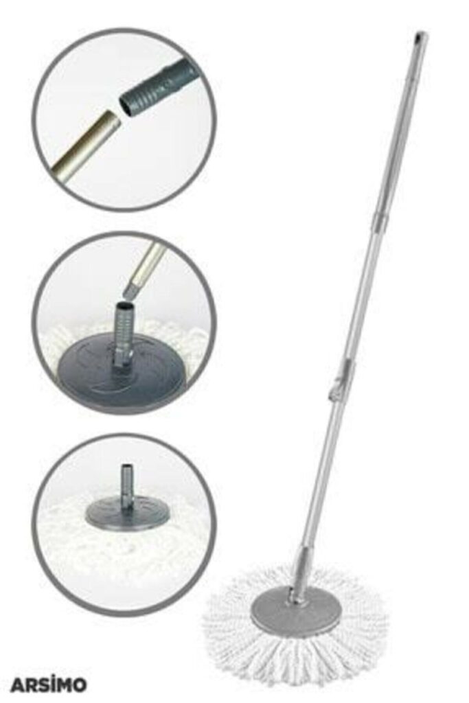 Trio Mop Seti Ayarlanabilen Döner Başlıklı Mop Sap Palet Mikrofiber ...